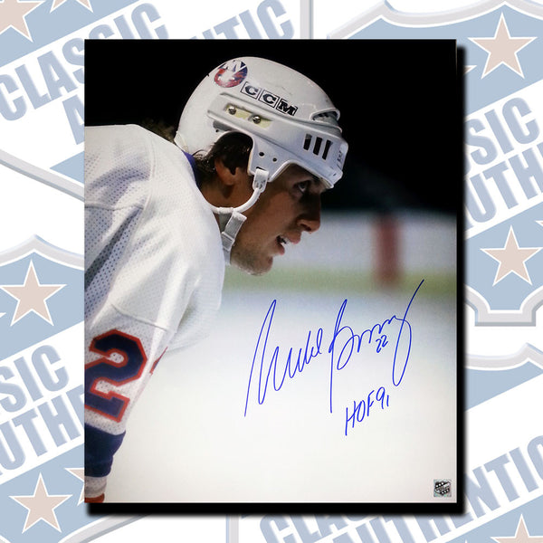 MIKE BOSSY New York Islanders autographed 16x20 with HOF Inscription ...